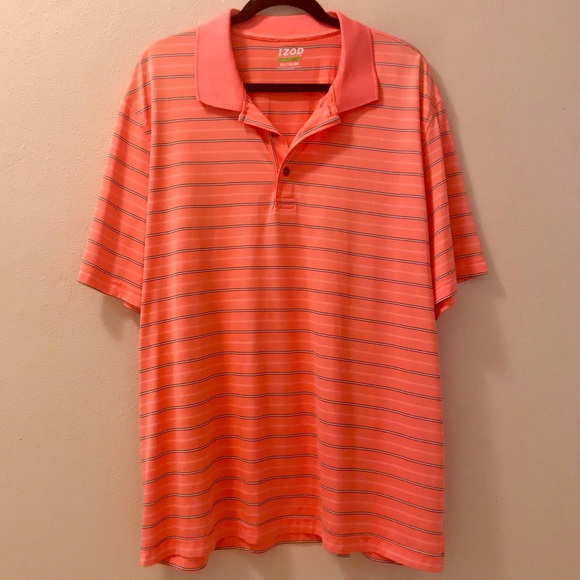 Izod | Shirts | Izod Mens Perform X Orange Stripe Golf Polo Xxl | Poshmark
